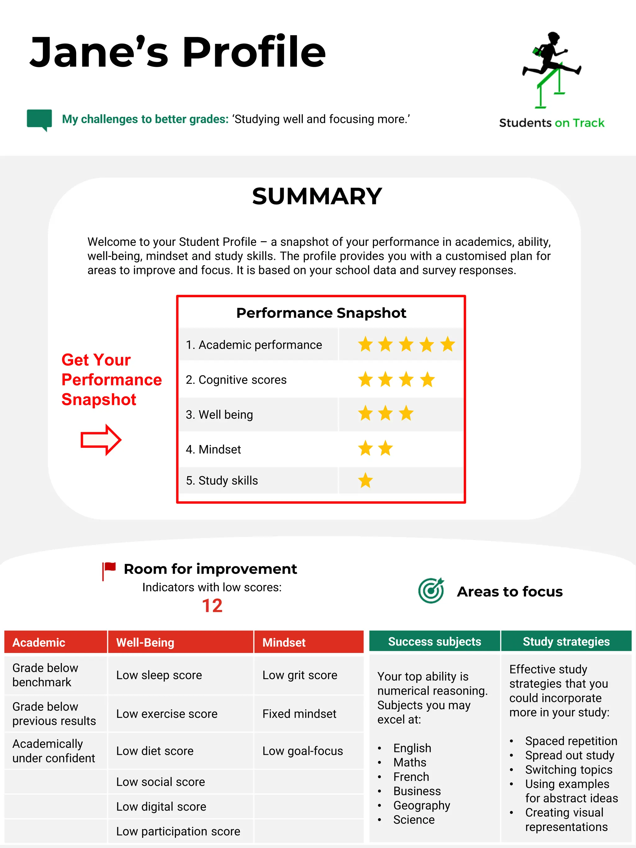Student Profile Sample report on improving academic performance by ...