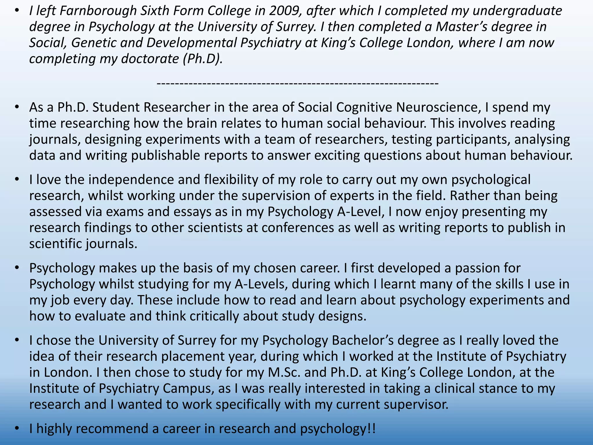 Student profiles powerpoint | PPT