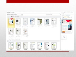 Student project ideas using microsoft publiher | PPTX