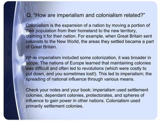 Student Questions on Imperialism - 3A | PPT | Death, Injury, or ...