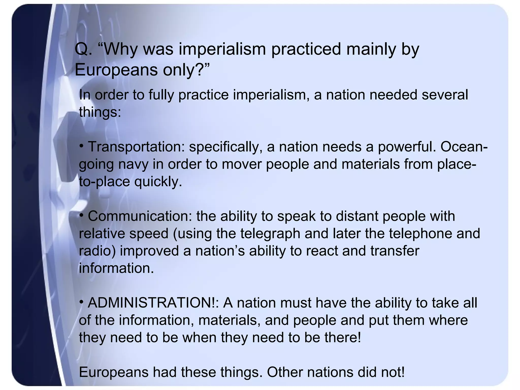 Student Questions on Imperialism - 8B | PPT