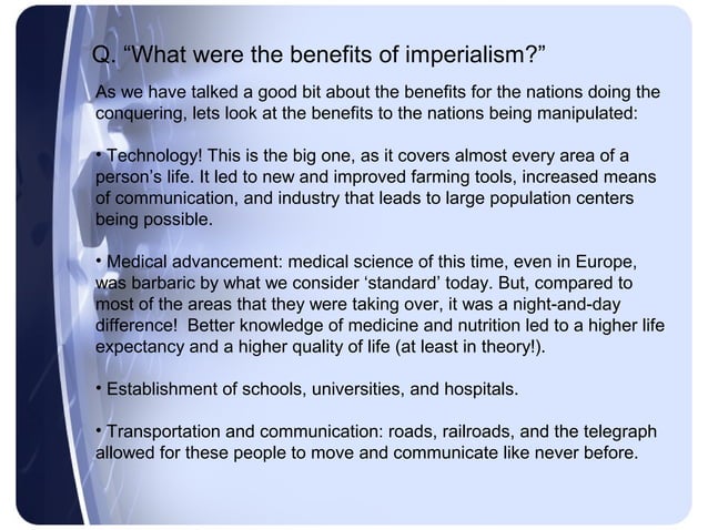 Student Questions on Imperialism - 8B | PPT | Political Issues & policy ...