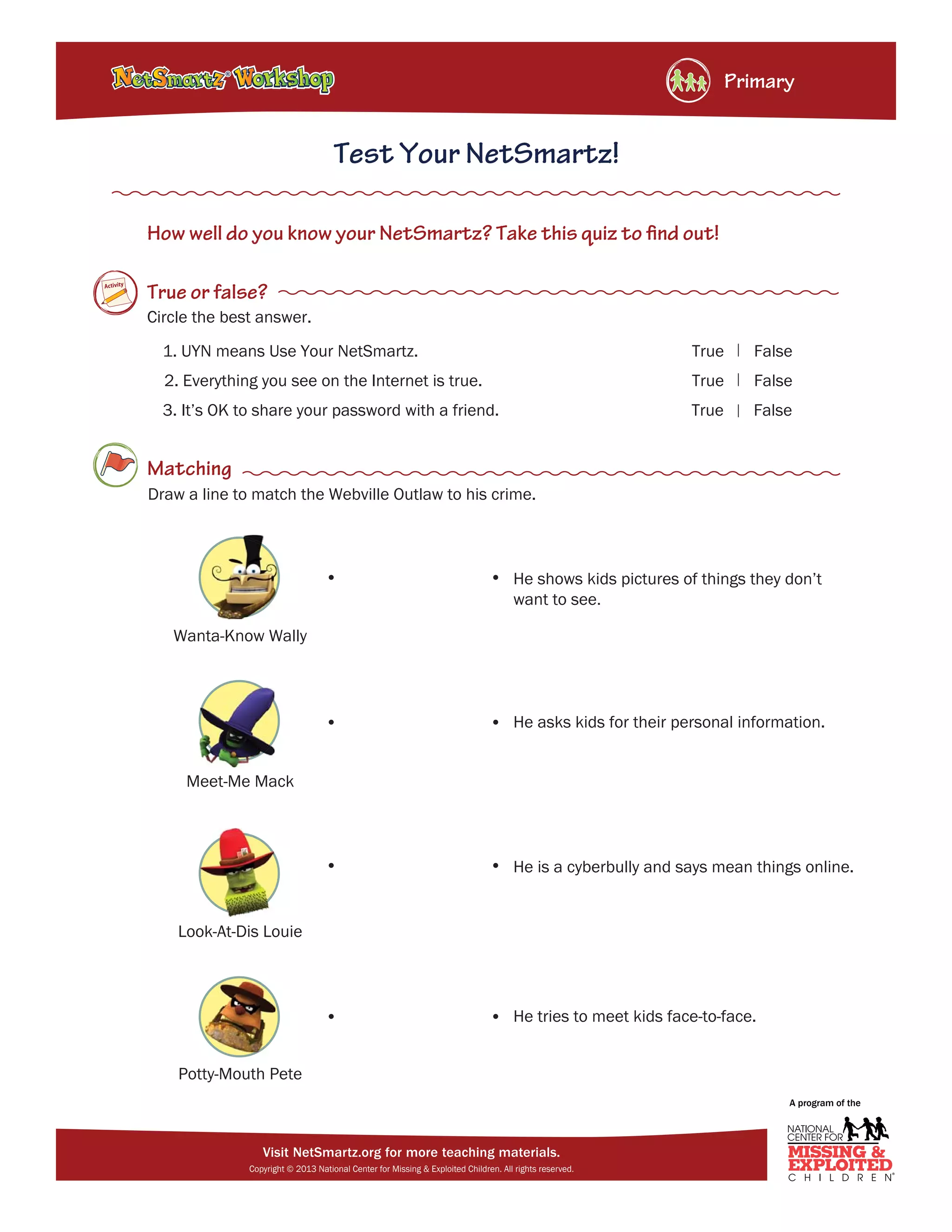 Student quiz primary day 5 | PDF