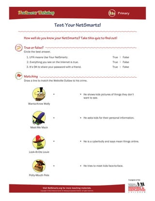 Student quiz primary day 5 | PDF | Internet Safety | Parenting