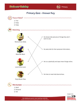 Student quiz primary day 5 | PDF | Internet Safety | Parenting