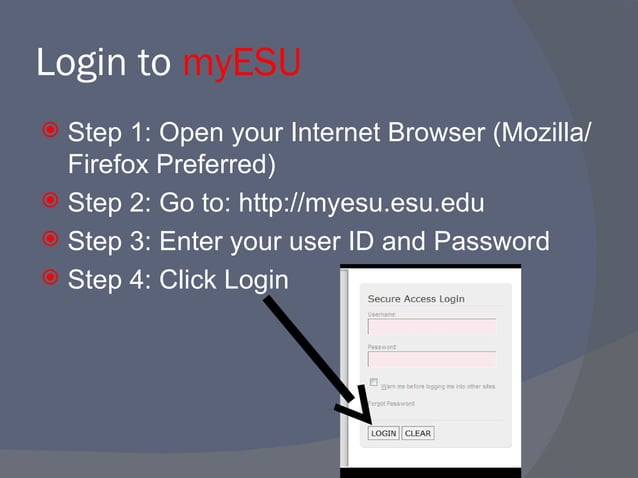 myESU Portal Student Registration Guide | PPT