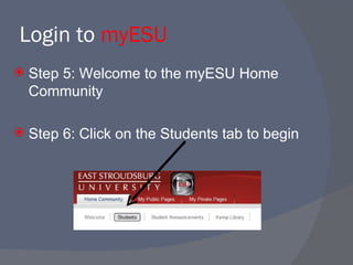 myESU Portal Student Registration Guide | PPT