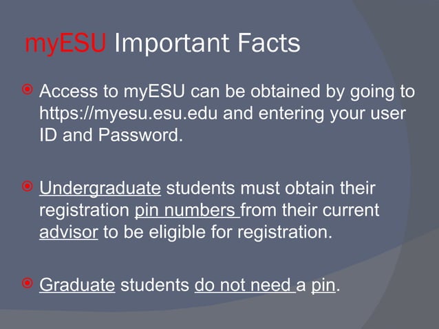 myESU Portal Student Registration Guide | PPT