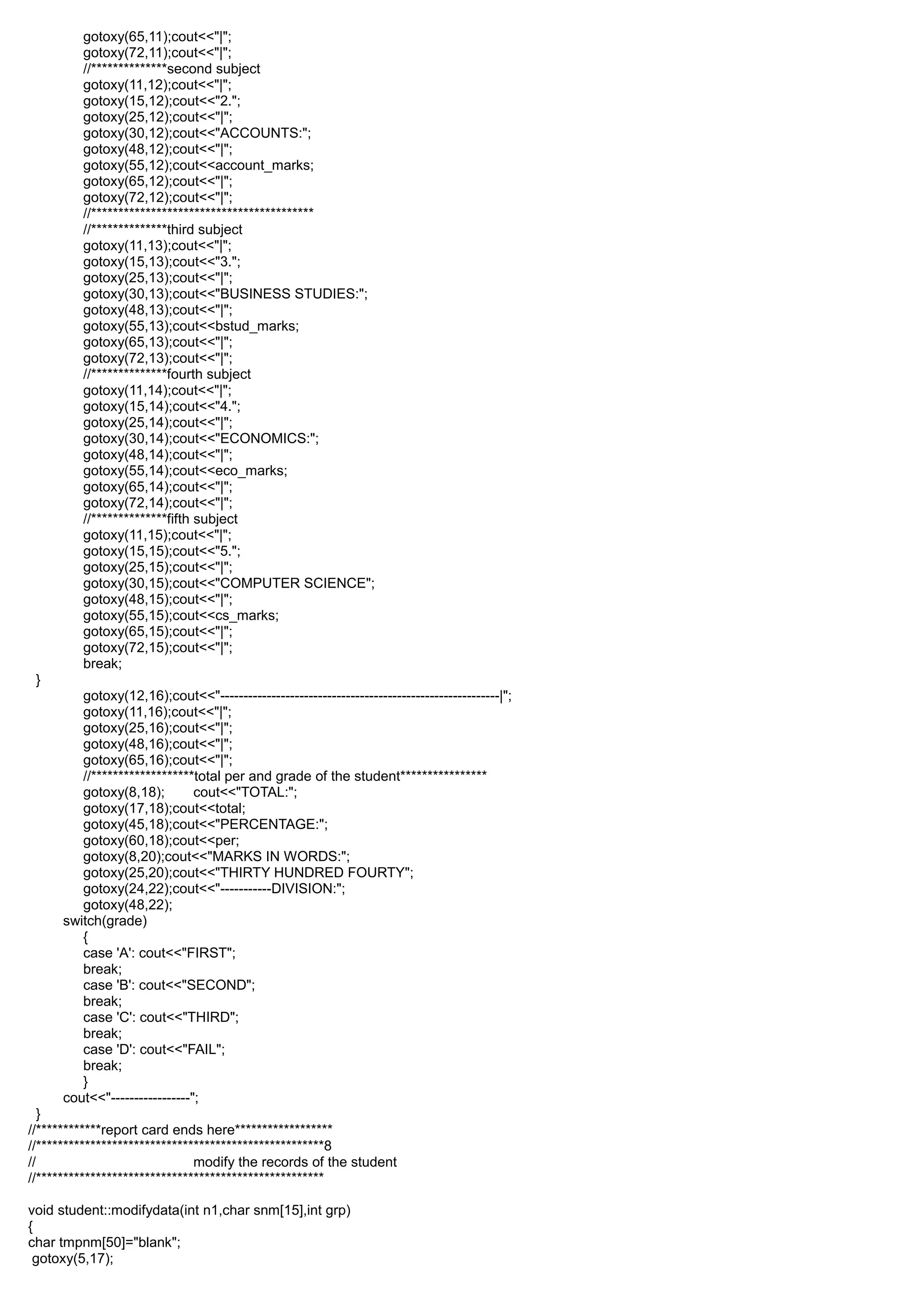 STUDENT REPORT CARD GENERATE SYSTEM | DOC