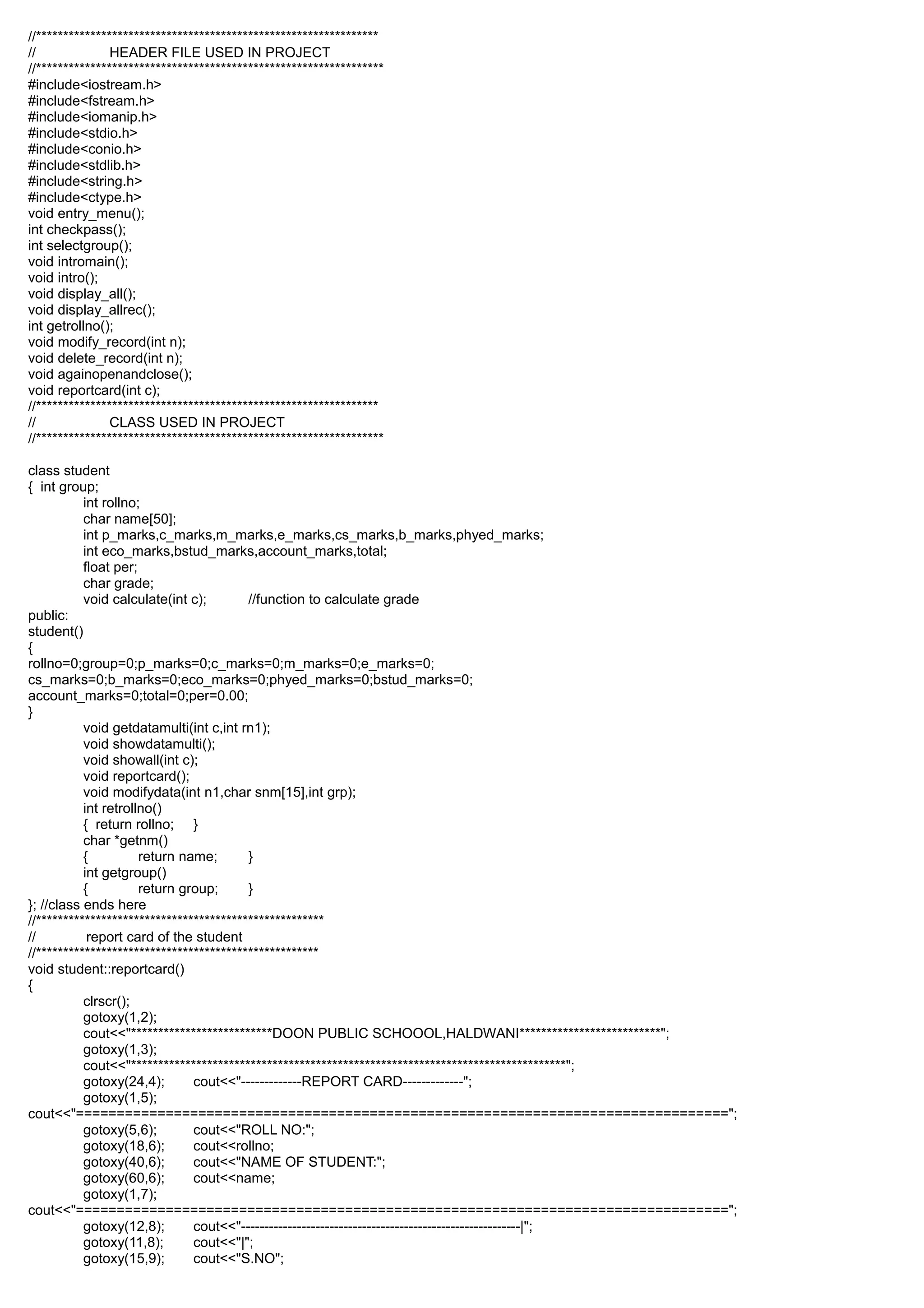 STUDENT REPORT CARD GENERATE SYSTEM | DOC | Programming Languages | Computing