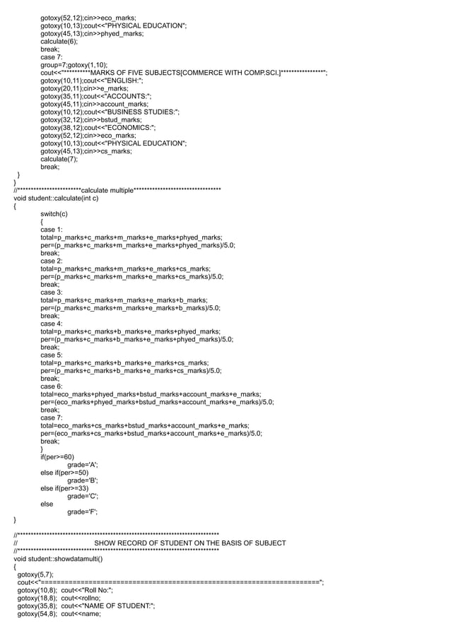 STUDENT REPORT CARD GENERATE SYSTEM | DOC | Programming Languages | Computing