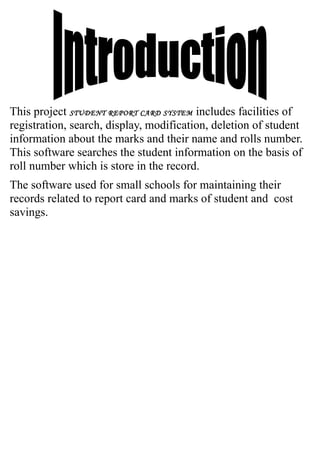 STUDENT REPORT CARD GENERATE SYSTEM | DOC