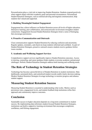 Student Retention Strategies for Universities | PDF