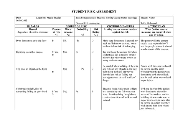 Student risk assessment | DOC