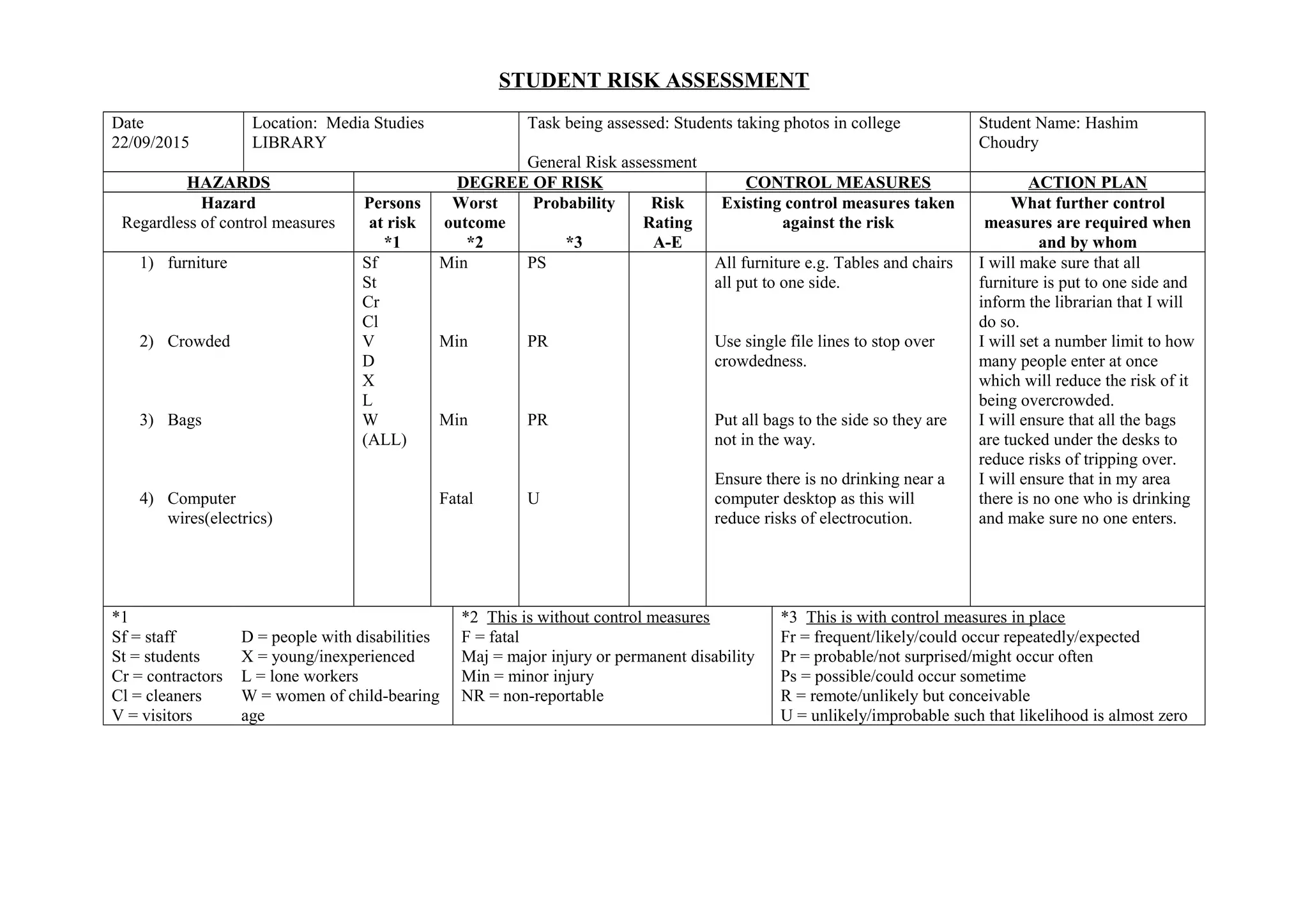 Preliminary Task: Student risk assessment | DOC | Educational Assessment | Education