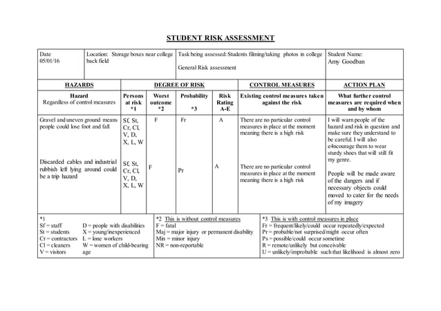 Student risk assessment | DOCX