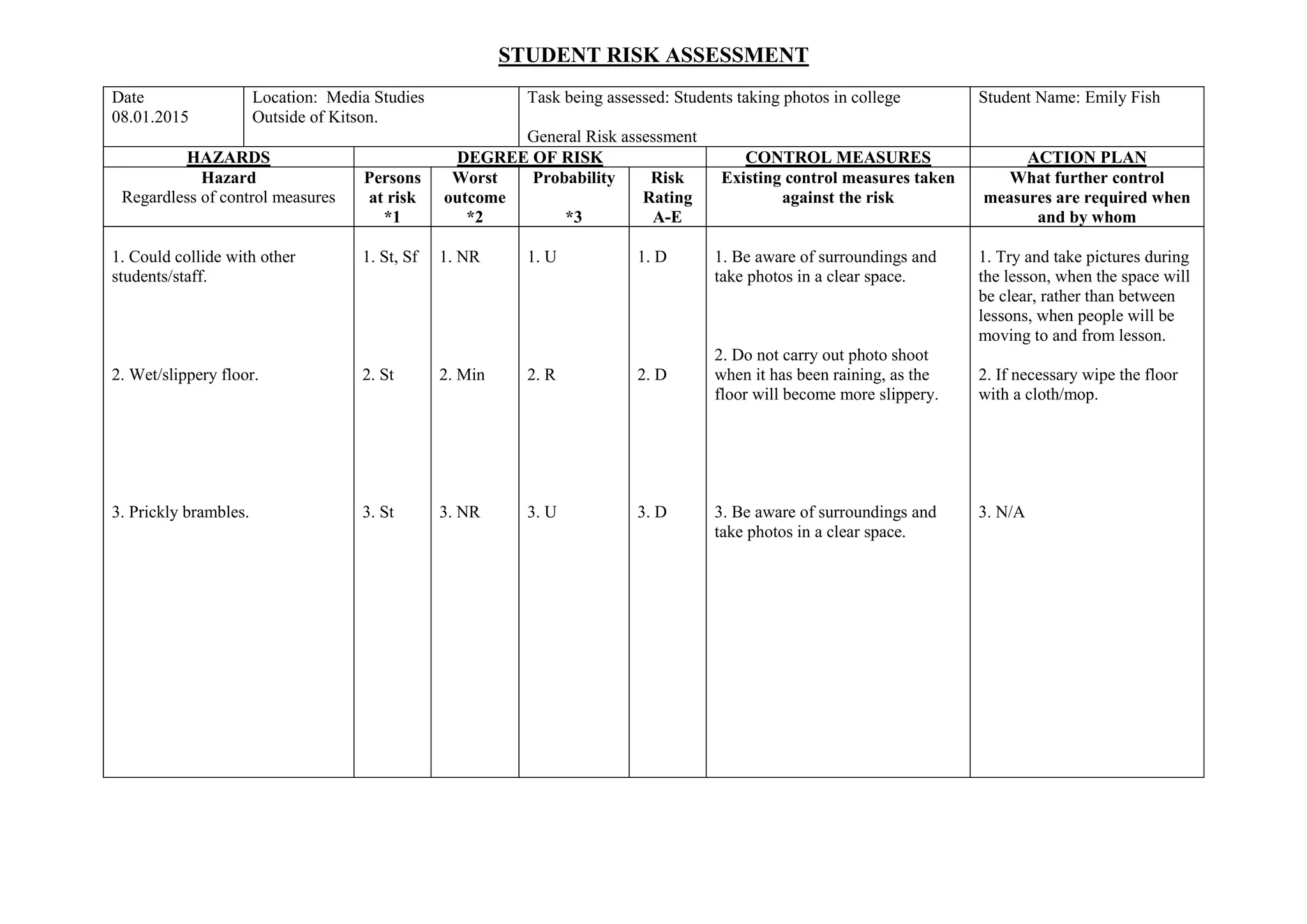 Student risk assessment 2 | PDF