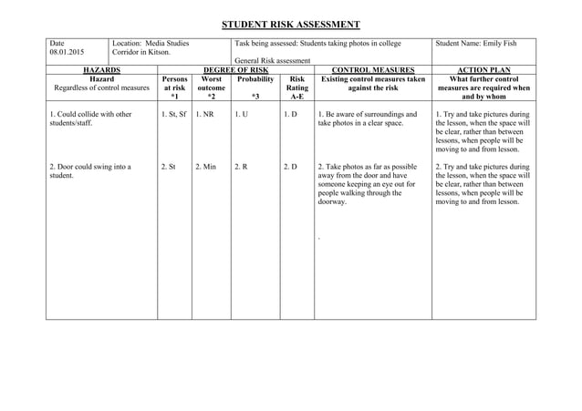 Student risk assessment 3 | PPT
