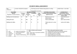 Student risk assessment outside the reception | PPT