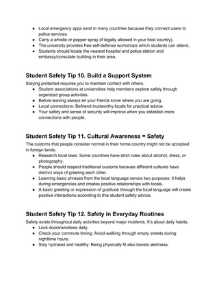 Student Safety Tips While Exploring Off-Campus | DOCX