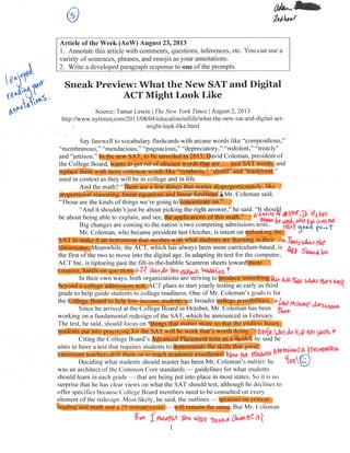 Student Samples: Article of the Week | PDF | Educational Assessment ...