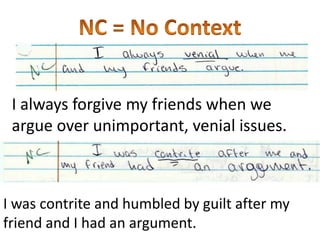 Vocabulary Context Sentence Errors and Corrections | PPT