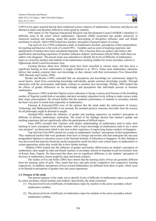 Students and teachers’ views of difficult areas in mathematics syllabus ...