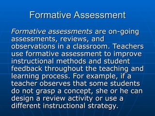 Students Assessment guides teach to form their formative and summative ...