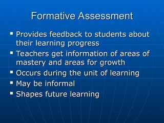 Students Assessment guides teach to form their formative and summative ...