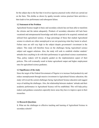 STUDENTS’ ATTITUDE AND ACADEMIC PERFORMANCE IN AGRICULTURAL SCIENCE: A ...