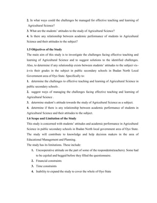 STUDENTS’ ATTITUDE AND ACADEMIC PERFORMANCE IN AGRICULTURAL SCIENCE: A ...