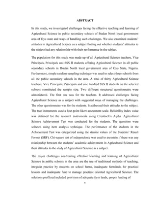 STUDENTS’ ATTITUDE AND ACADEMIC PERFORMANCE IN AGRICULTURAL SCIENCE: A ...
