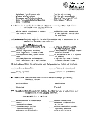 Students conceptions of mathematics | DOC