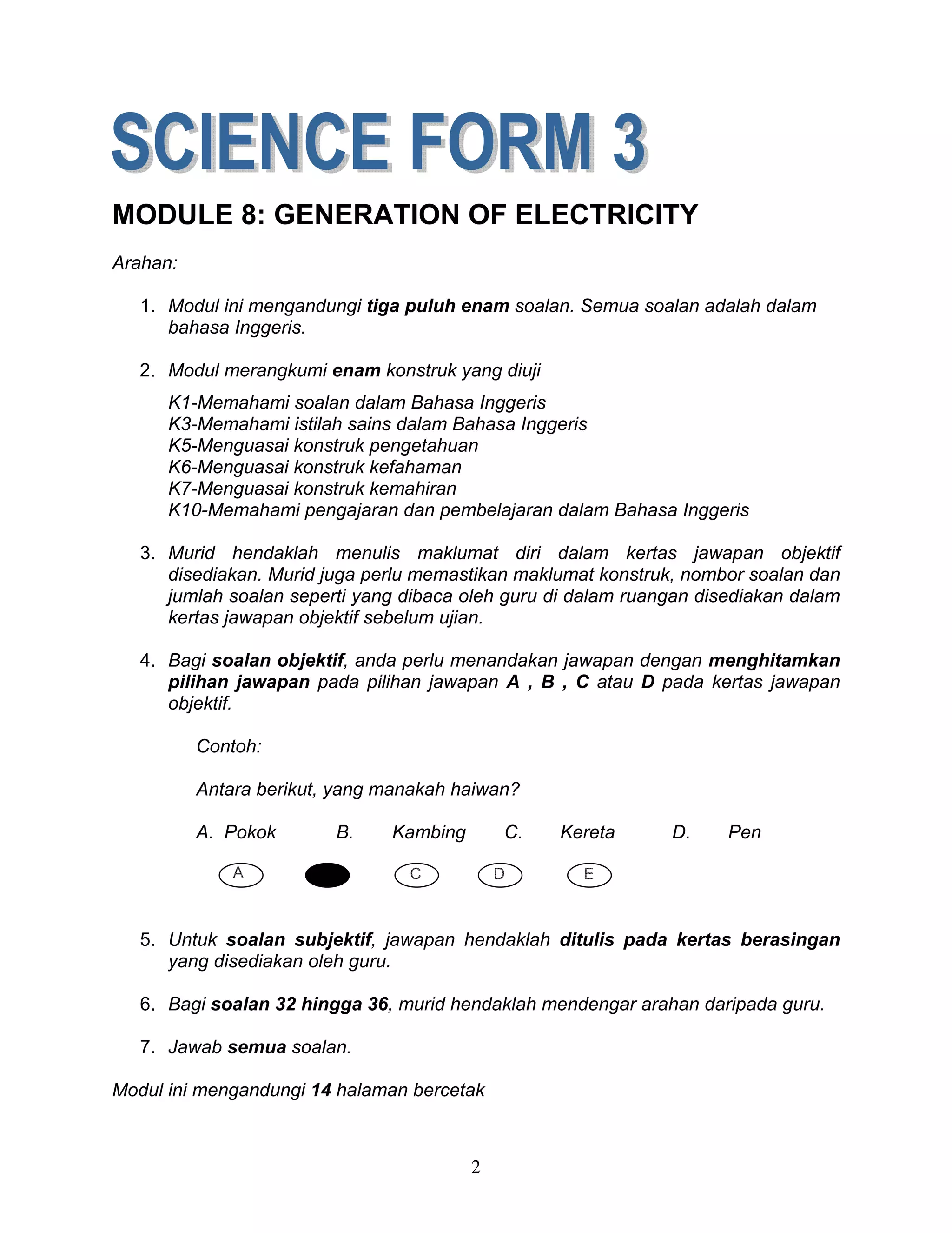 Module 8 generations of eletricity PMR | PDF | Free Download