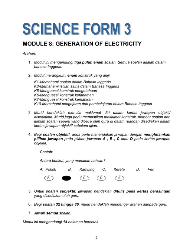 Module 8 generations of eletricity PMR | PDF