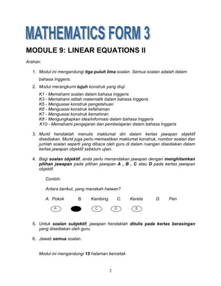 Module 9 linear equations PMR | PDF