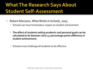 Student self assessment and data driven processes with students | PPT