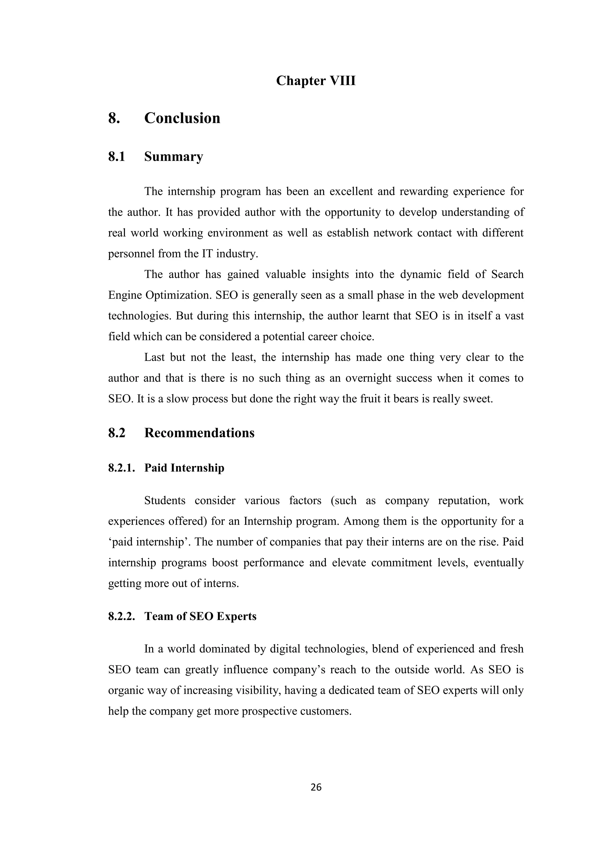 BSC CSIT Final Year Internship Experience Report on SEO | PDF