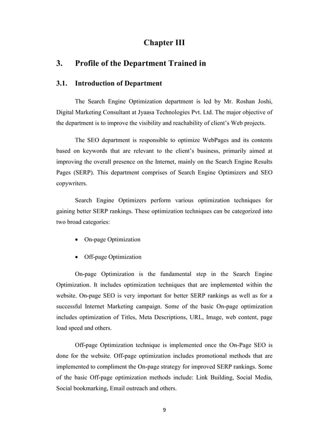 BSC CSIT Final Year Internship Experience Report on SEO | PDF