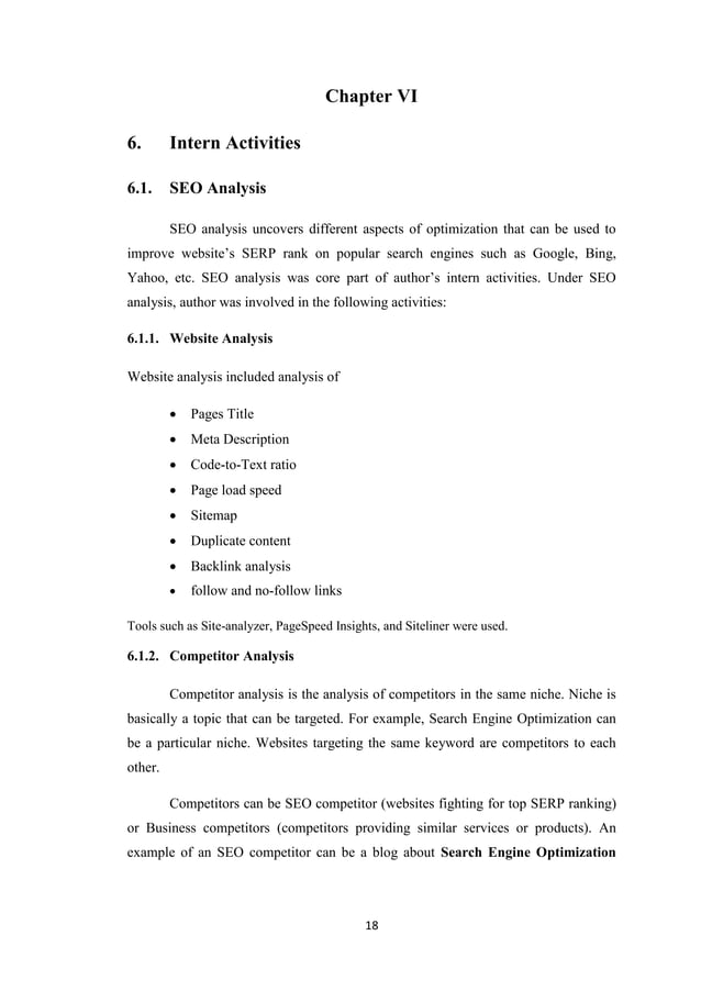 BSC CSIT Final Year Internship Experience Report on SEO | PDF