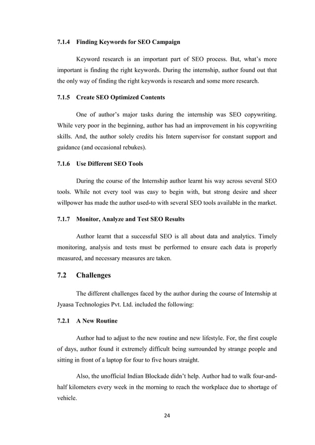 BSC CSIT Final Year Internship Experience Report on SEO | PDF