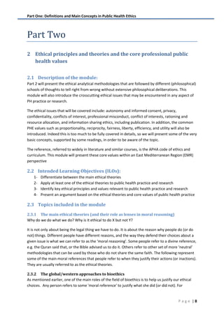 Students handout online course introduction to public health ethics ...