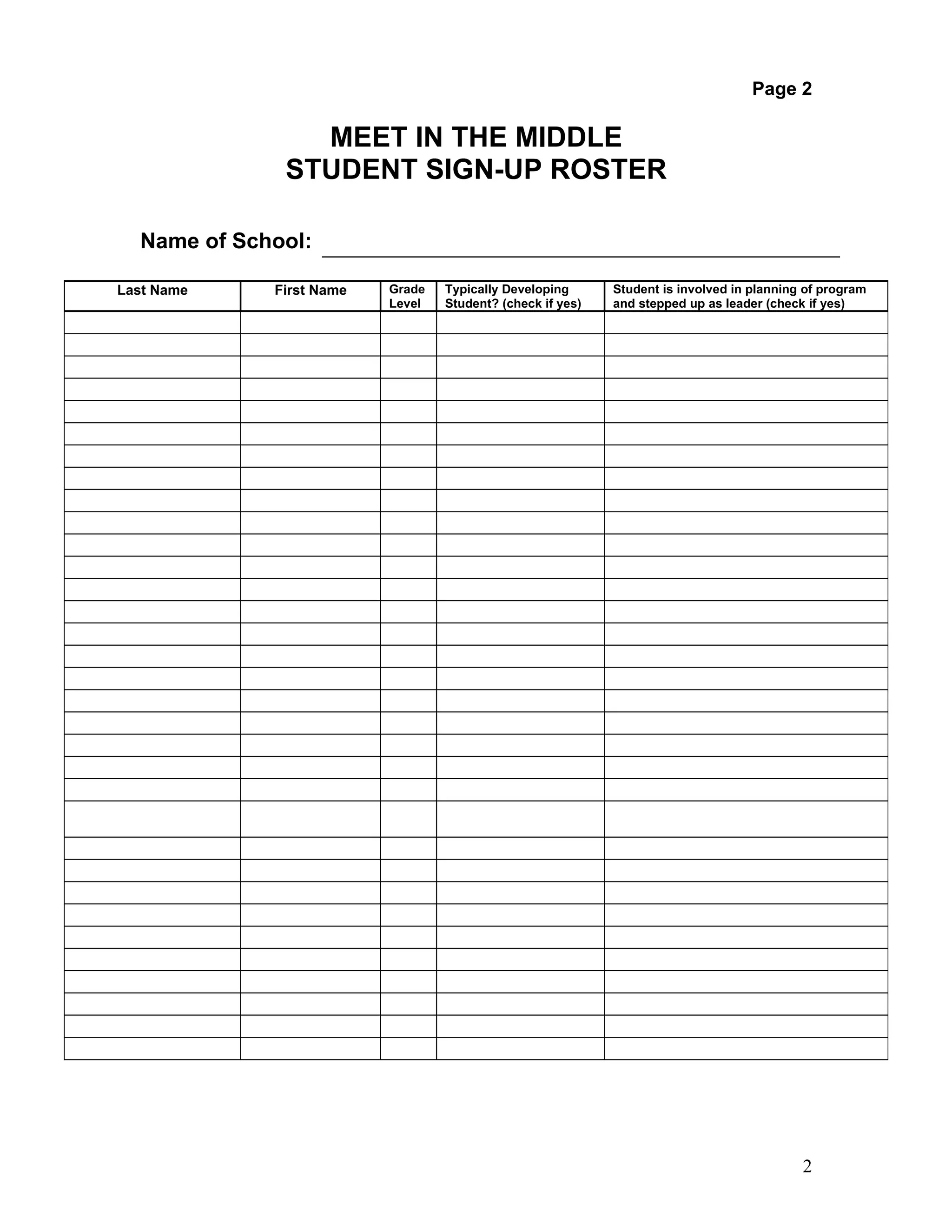 Student Sign Up Roster | PDF
