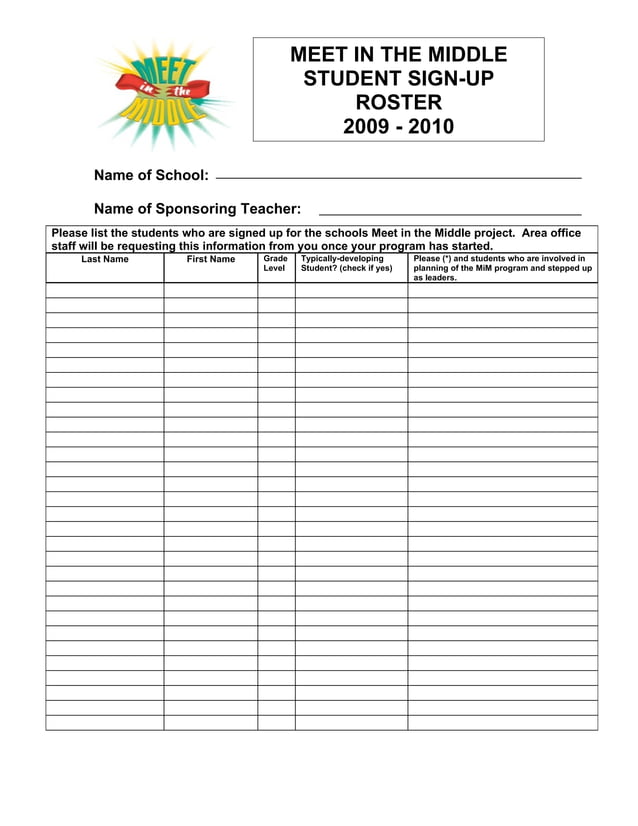 Student Sign Up Roster | PDF