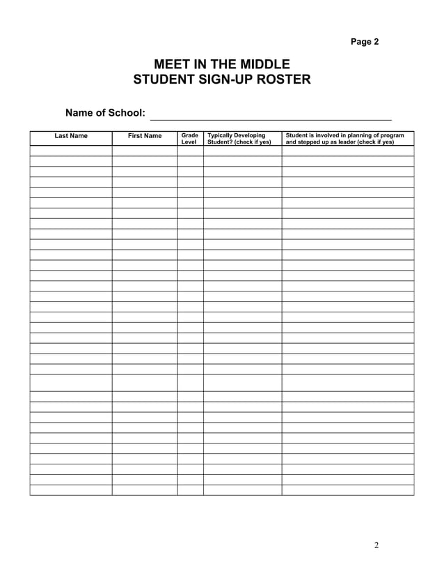 Student Sign Up Roster | PDF