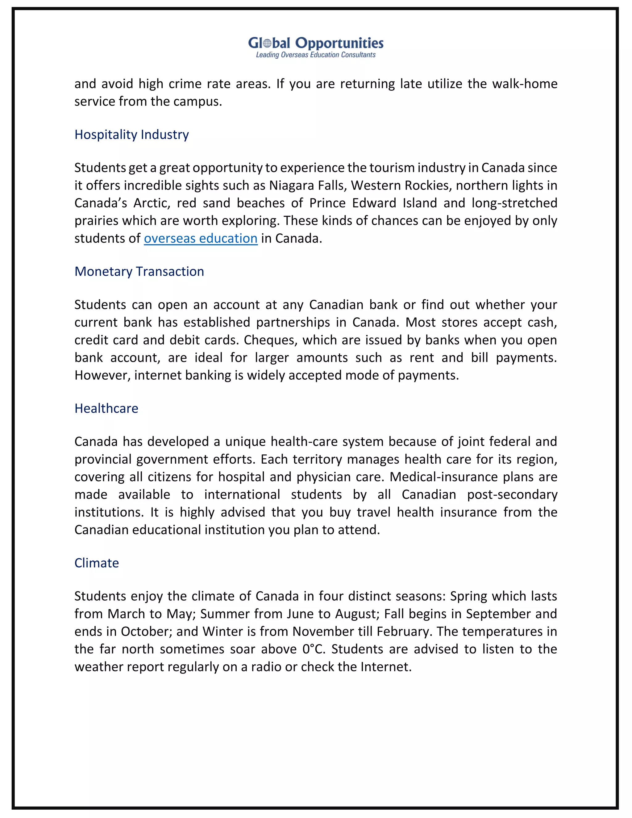 STUDENT'S LIFE IN CANADA | PDF