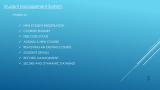 Students management system | PPTX | Programming Languages | Computing