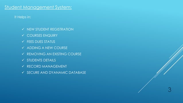 Students management system | PPTX | Programming Languages | Computing