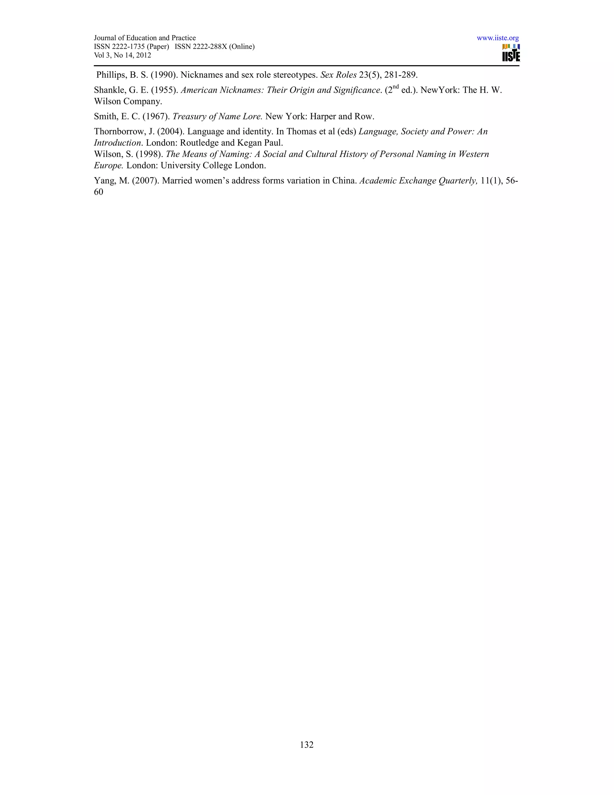 Students’ nicknames their sources and effects on learning | PDF