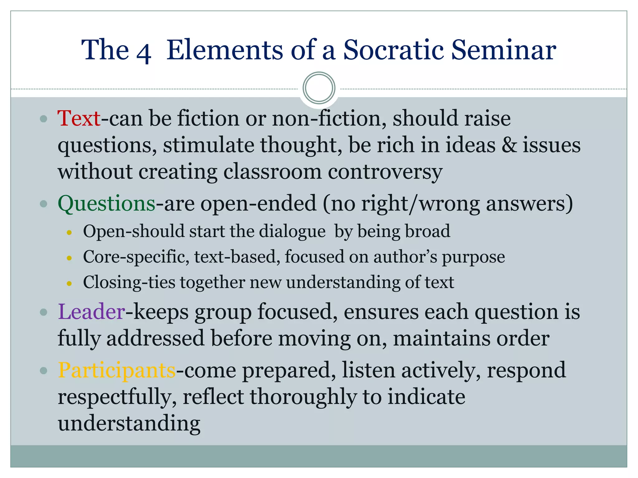 Student Socratic Seminars | PPT